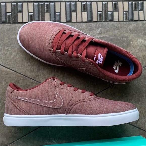 Nike | Shoes | Nike Sb Check Solar Canvas Premium Dark Team Red | Poshmark